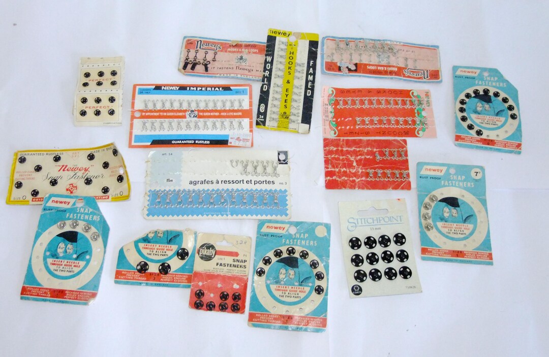 Vintage Haberdashery Press Studs Snaps Poppers and Hooks & Eyes Various ...