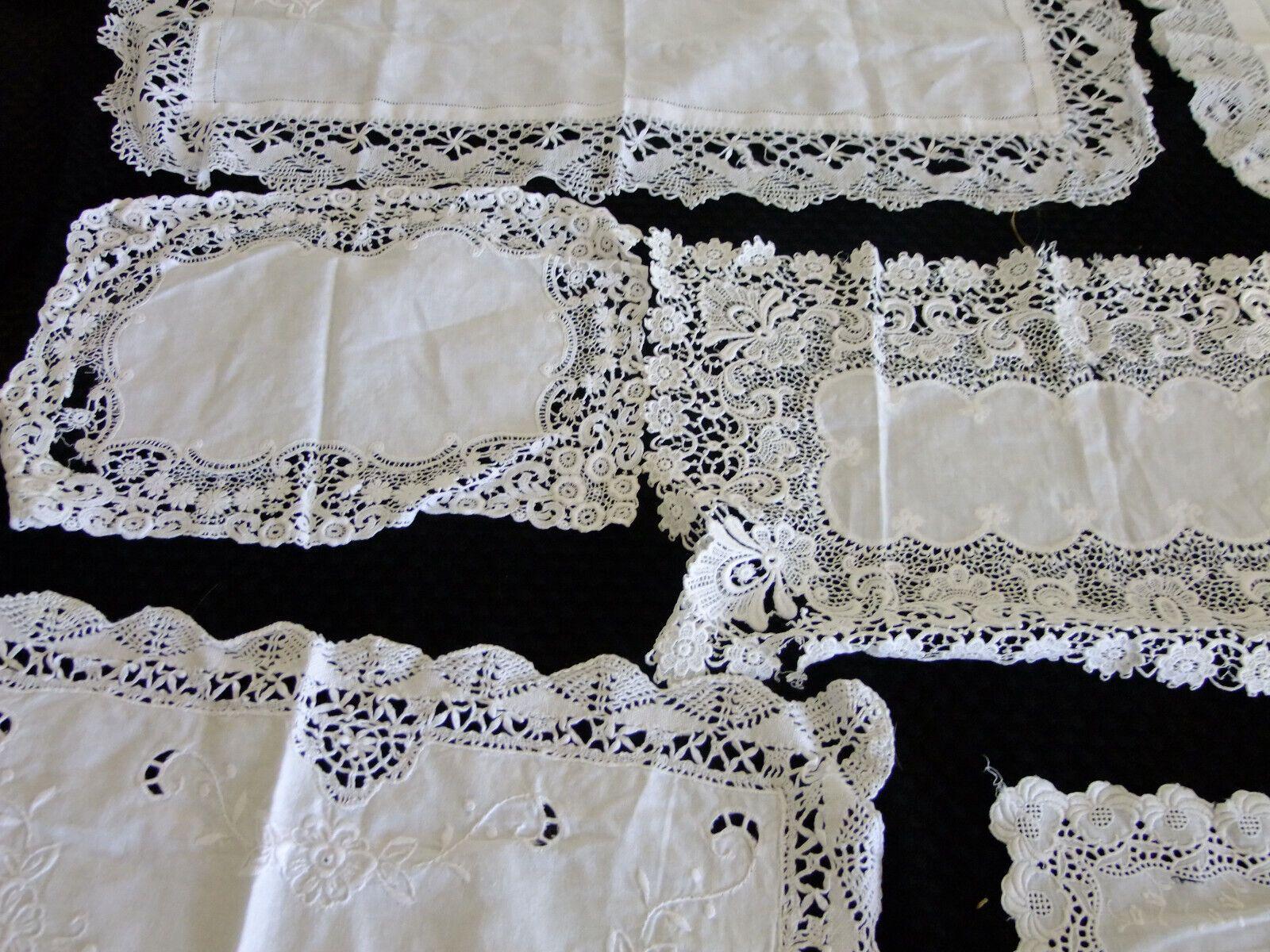 Job Lot Vintage Tray Cloths Linen Lace Good Quality Cotton Lawn French ...