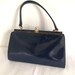 Vintage 60s Hand Bag Navy Blue Vinyl Handbag Classic Secretary Style ...