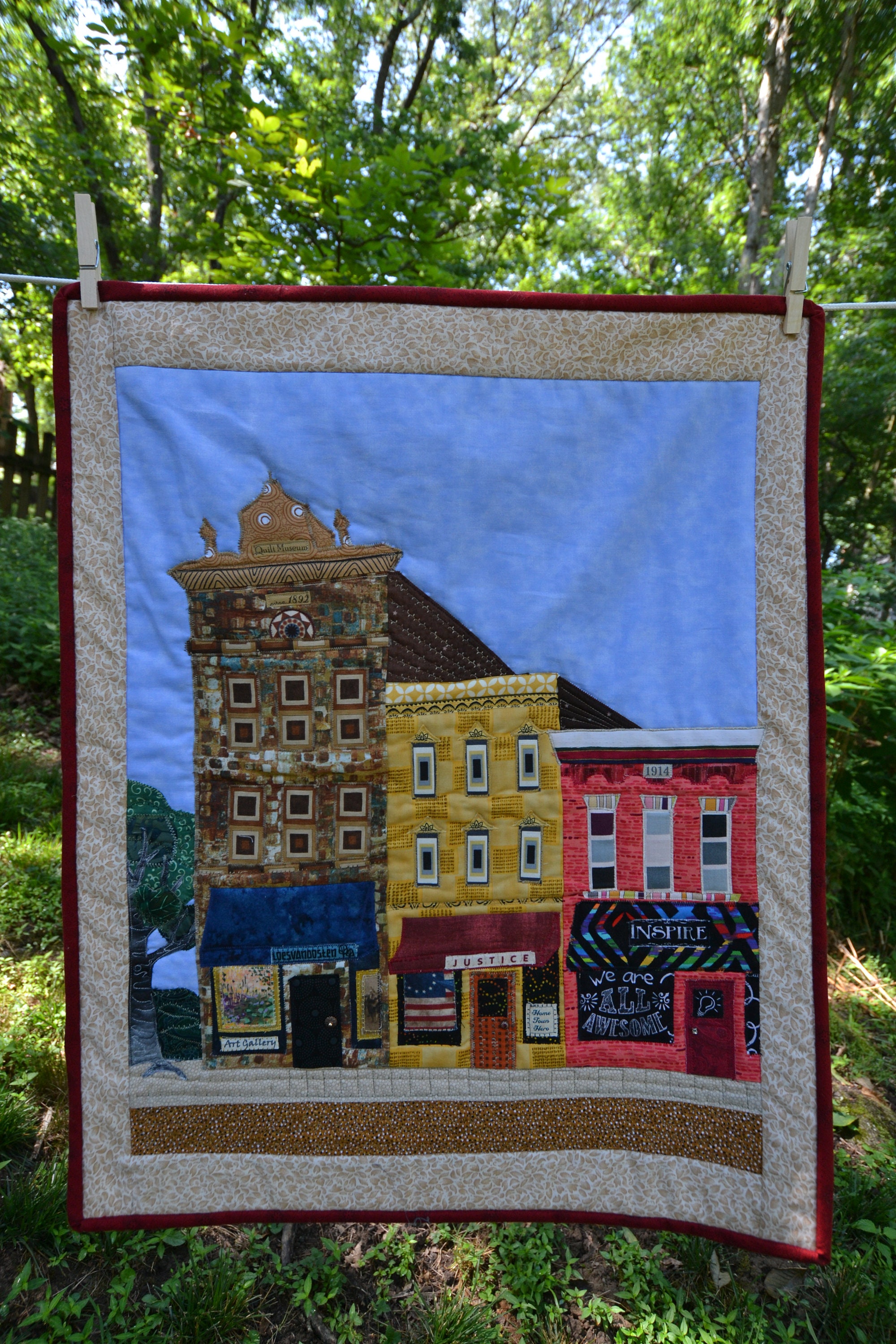 New England Storefronts Handmade Art Quilt - Etsy