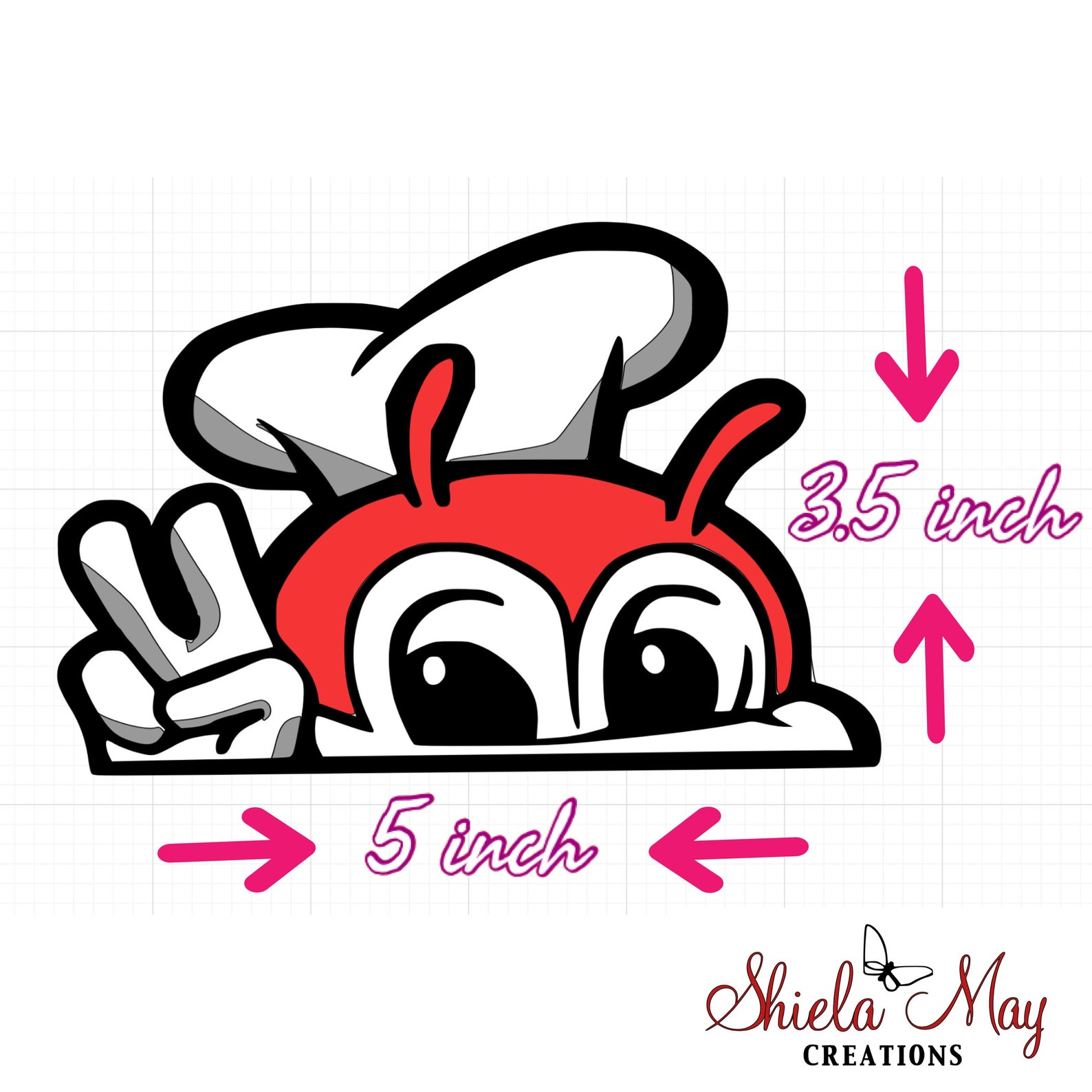 Peeking Jollibee Car Decal - Etsy