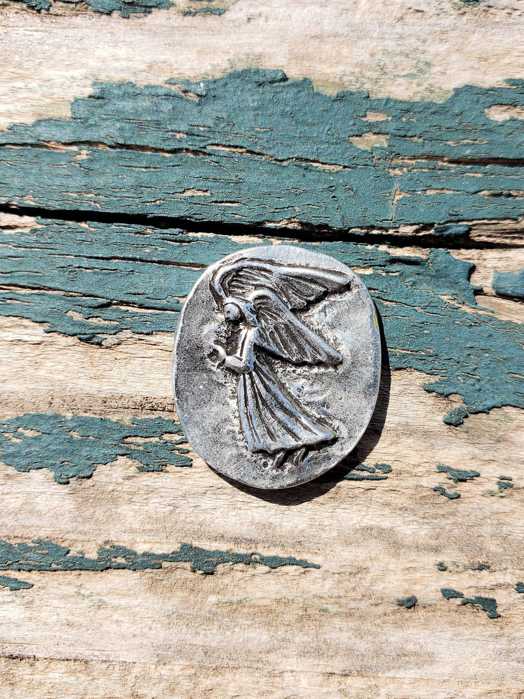 Angel Pocket Stone / Angelic Protection Pocket Charm / Pewter Charm ...
