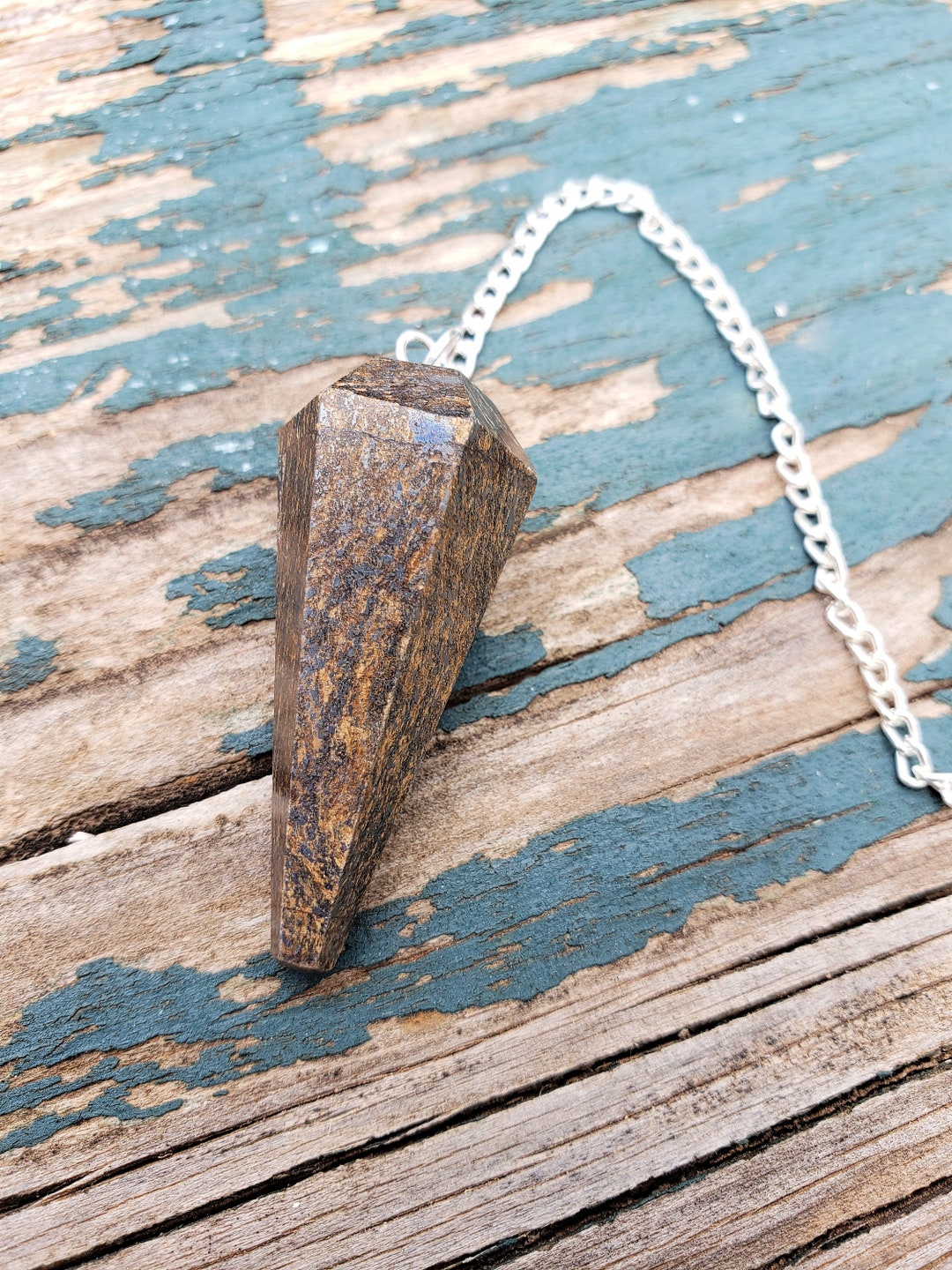 Natural Bronzite Pendulum, Natural Gemstone Pendulum With Bead / Cone Pendulum / Divination ...
