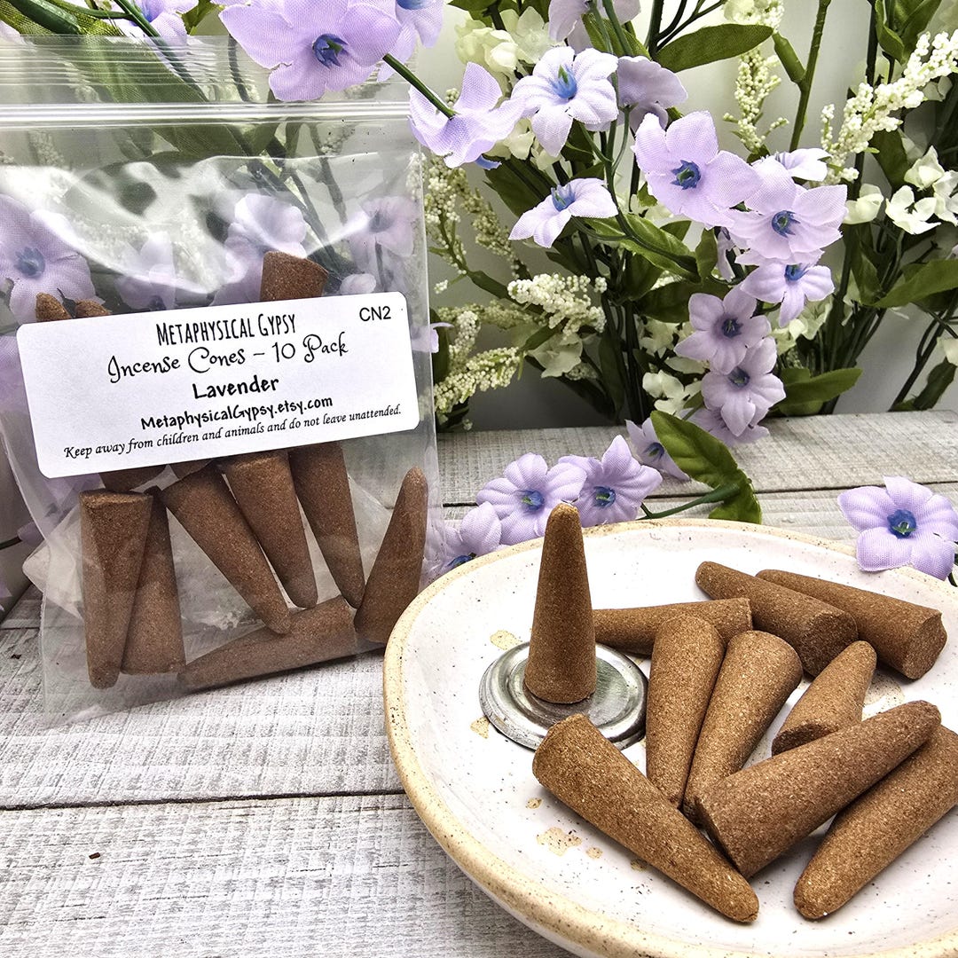 Lavender Incense Cones - Pack of 10 With Burn Disc, Altar Supplies and ...