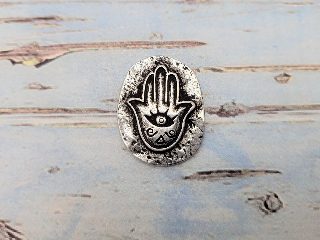 Lead Free Pewter Hamsa Hand Pocket Stone / Hamsa Protection Pocket ...