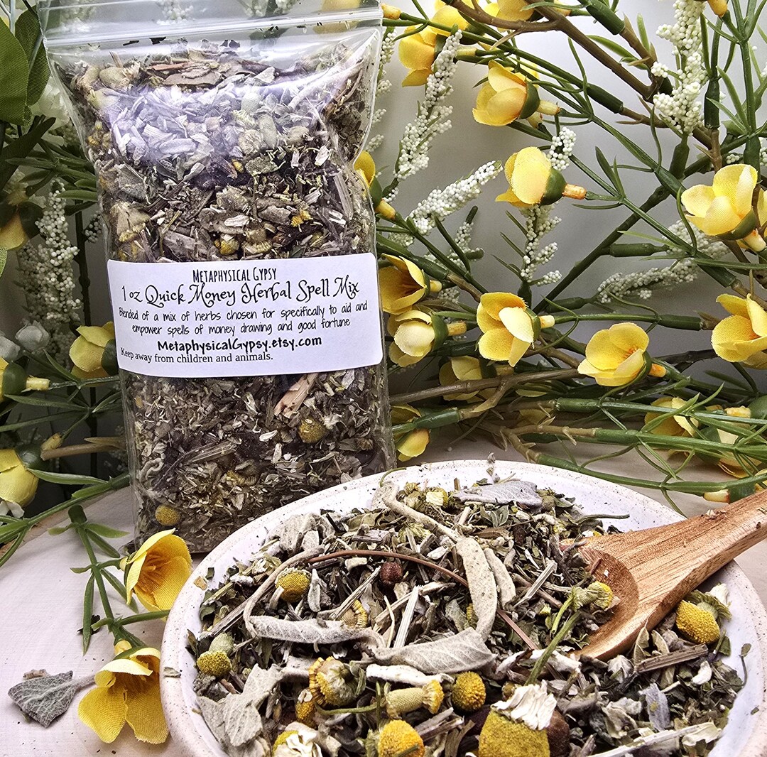 1 Oz Quick Money Herbal Spell Mix - Aids Spells of Money and Good ...