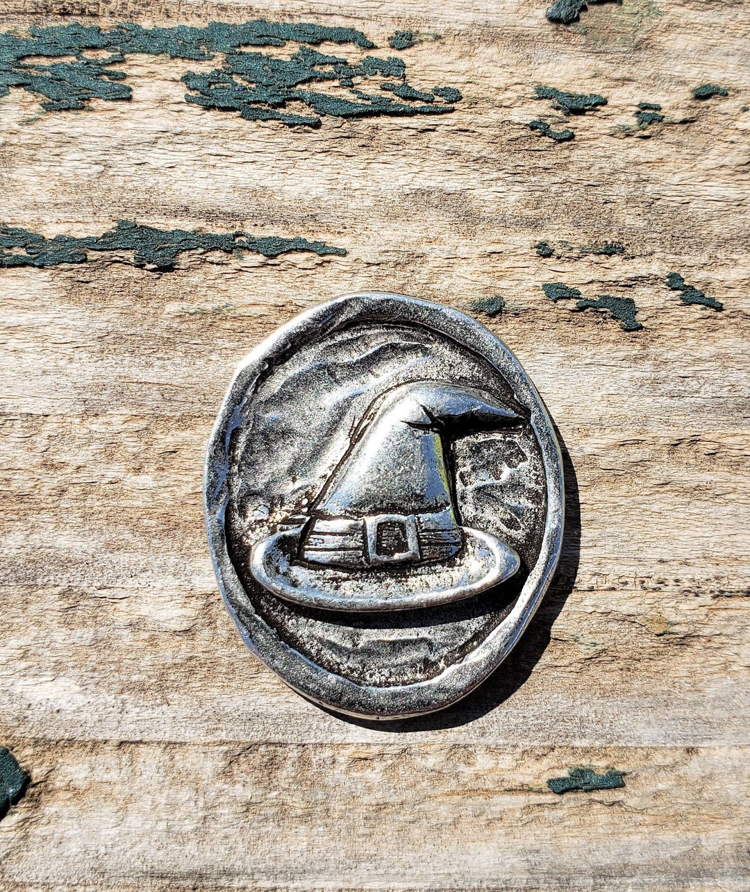 Witch's Hat Pocket Stone / Lead Free Pewter Witch Pocket Charm / Altar ...