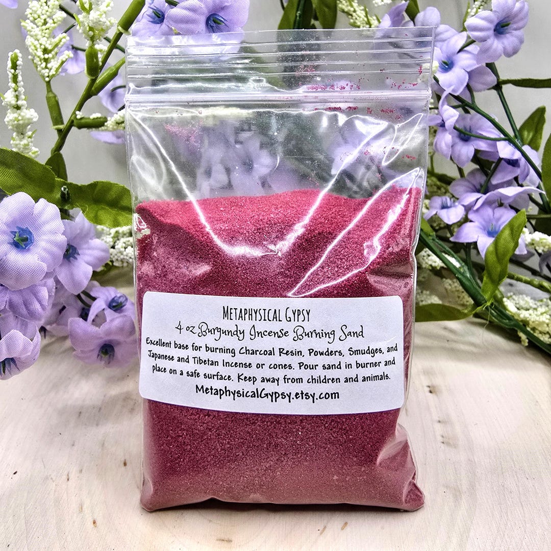 4 Oz Burgundy Incense Sand, Base for Burning Charcoal, Incense Burners ...