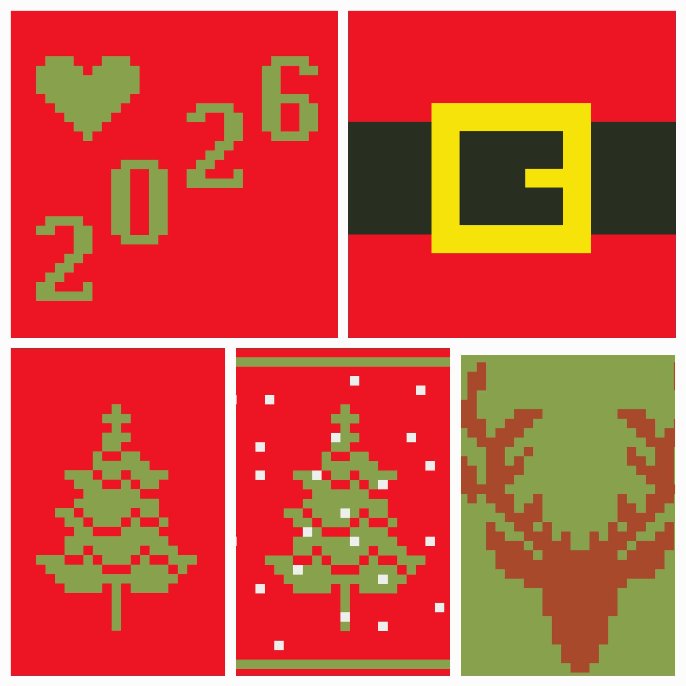 Christmas Crochet & Knit Graph Pattern: Pine Tree, 2026 New Year, Deer ...