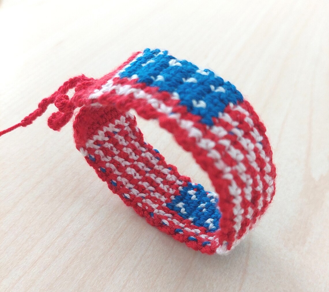 Crochet American Flag Bracelet Pattern USA Bracelet PDF - Etsy