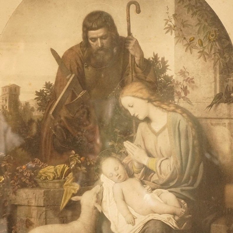 Antique Religious Print 'the Holy Family' Swedish - Etsy