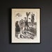 Vintage Framed Drawing Depicting a Dark and Macabre Hanging Scene ...