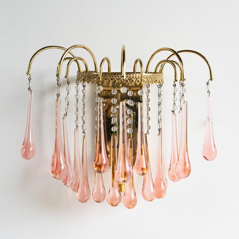 Vintage Pink Murano Glass Teardrop Waterfall Sconce Wall Light, 1960s ...