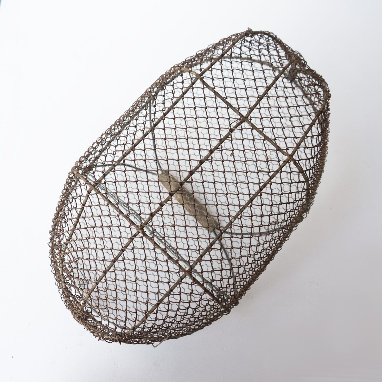 Large French Antique Wire Escargot Collecting Basket With Lid Flower ...