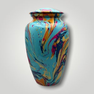 Colorful Tie Dye Adult Urn, Modern Unique Urn, Rainbow Urn for Ashes ...