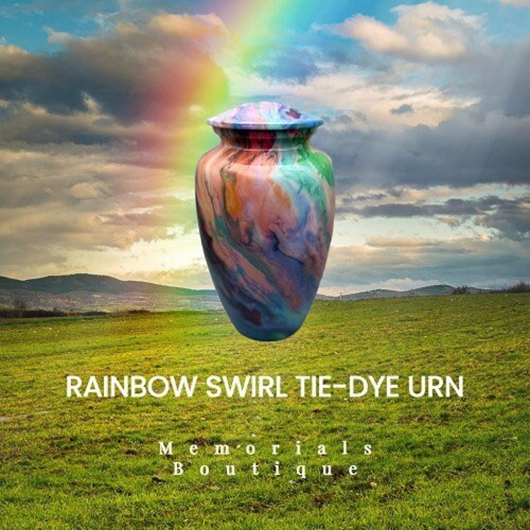 Rainbow Tie Dye Urn, Urn for Human Ashes, Full Size Colorful Urn, Cute ...
