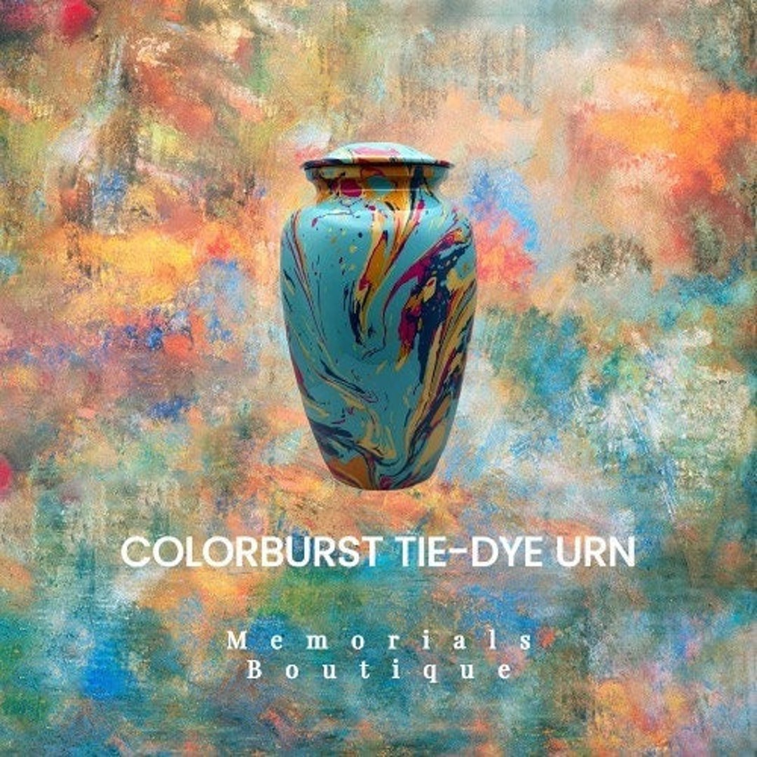 Colorful Tie Dye Adult Urn, Modern Unique Urn, Rainbow Urn for Ashes ...