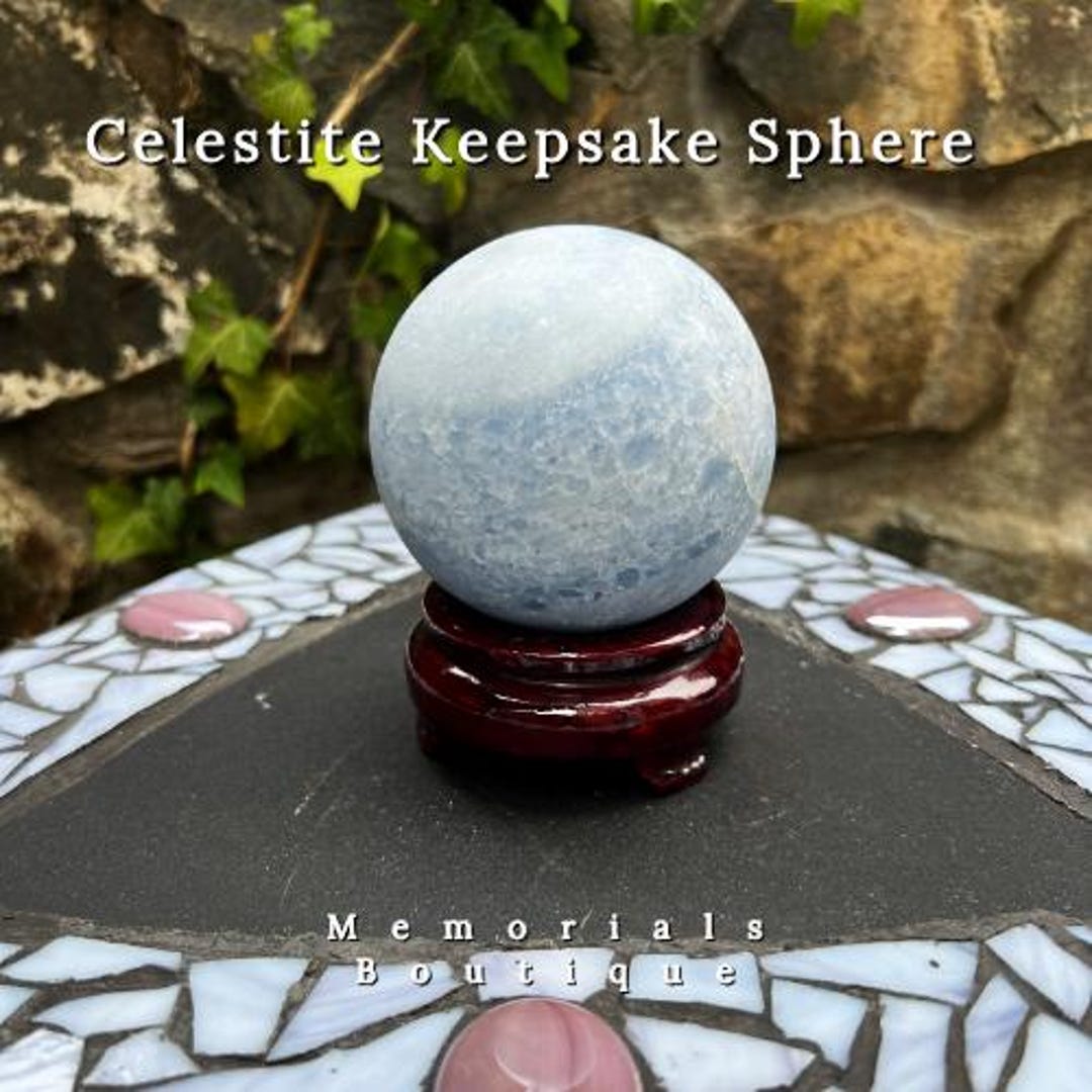 Celestite Keepsake Sphere, Cremation Urns, Unique Urn for Ashes, Ocean ...