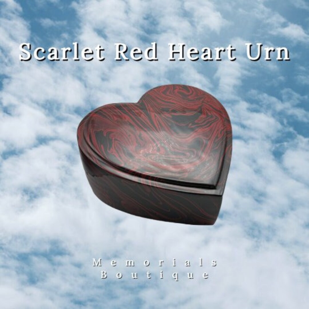 Heart Shape Cremation Urn, Hand Painted, Full Size Adult Urn, Red ...