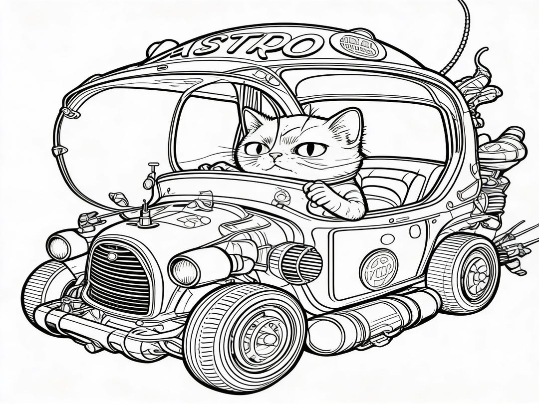 Astrocat AUTO Navigator | Coloring Pages | PDF Download - Etsy