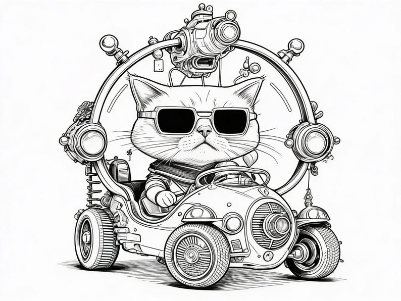 Astrocat AUTO Navigator | Coloring Pages | PDF Download - Etsy