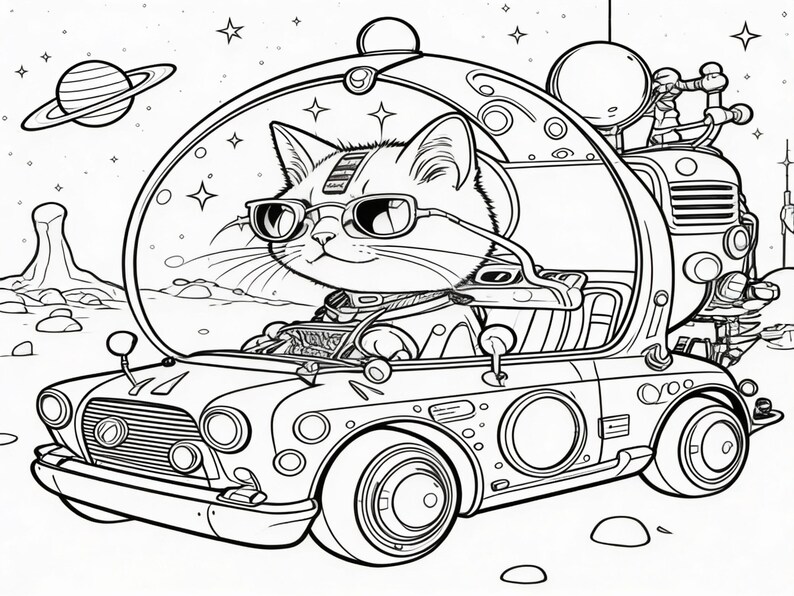Astrocat AUTO Navigator | Coloring Pages | PDF Download - Etsy