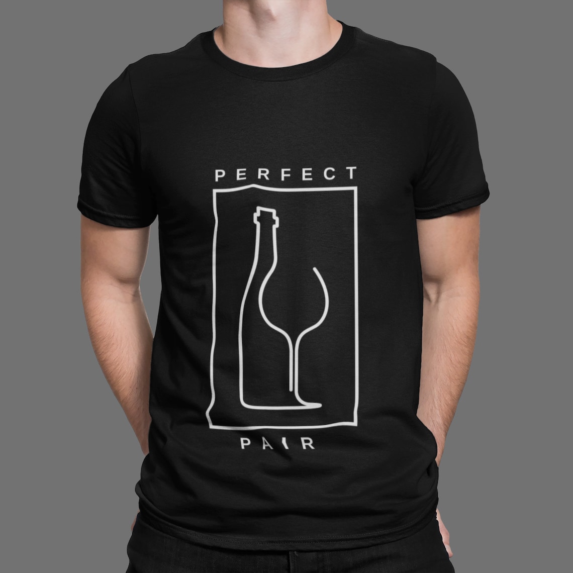 Elegant Wine Bottle and Glass Design Tee: Simple and Chic | Perfect ...
