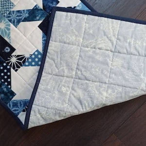 Unique Handmade Cotton Quilted Table Runner in Blues and White - Etsy