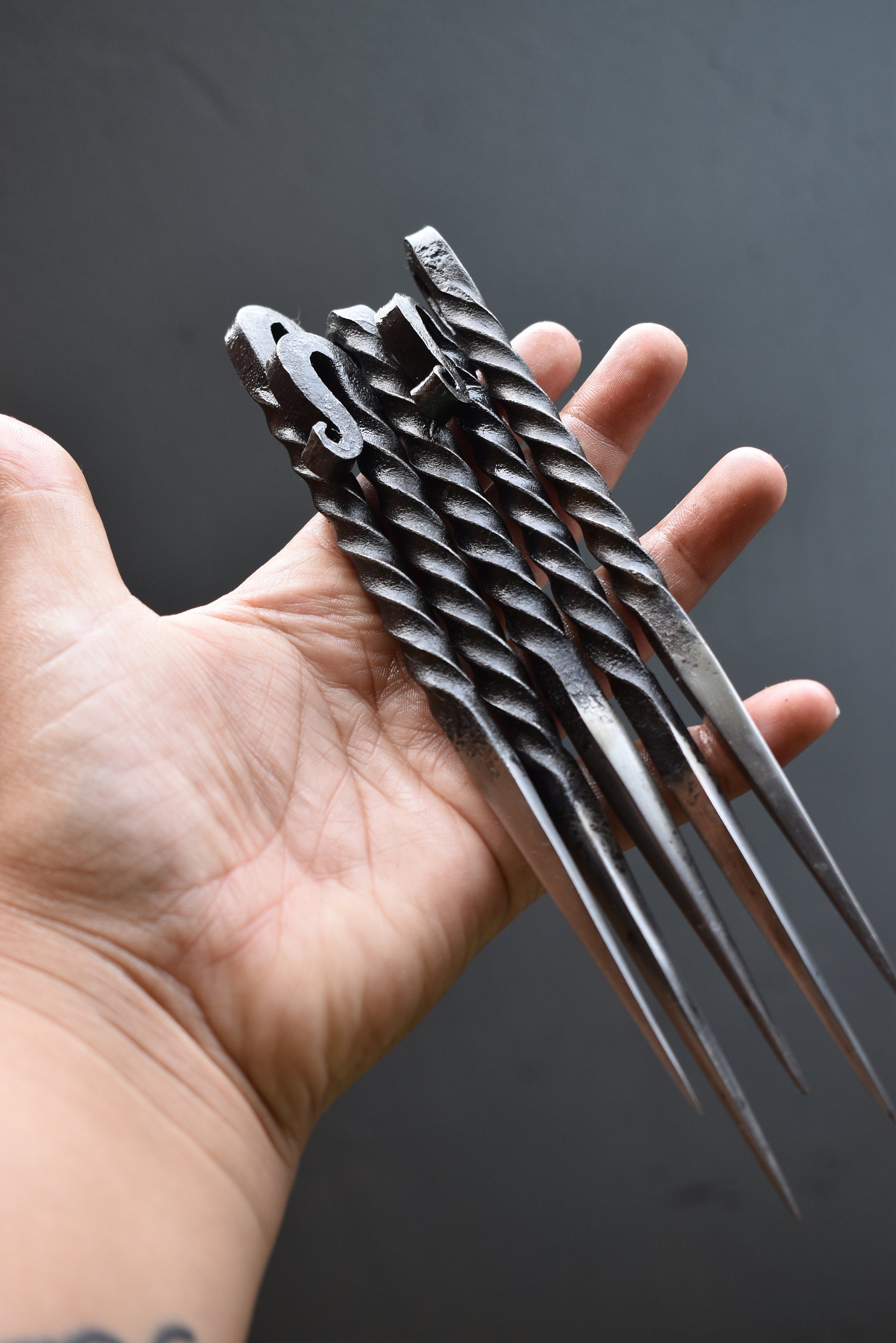 Hand-forged Half-twisted Viking Eating Spike Set of 5 – Medieval Style ...