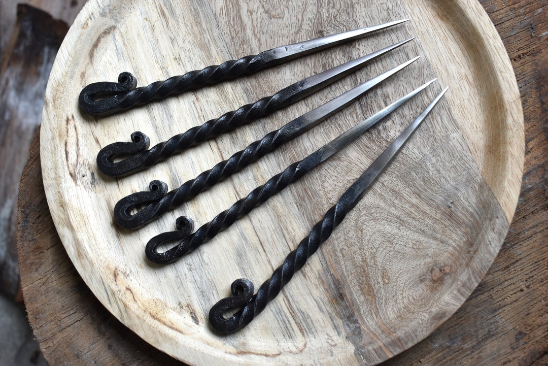 Hand-forged Half-twisted Viking Eating Spike Set of 5 – Medieval Style ...
