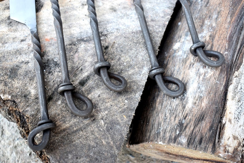 Hand-forged Medieval Black Rope Handle Cutlery Set - 5 Piece - Etsy