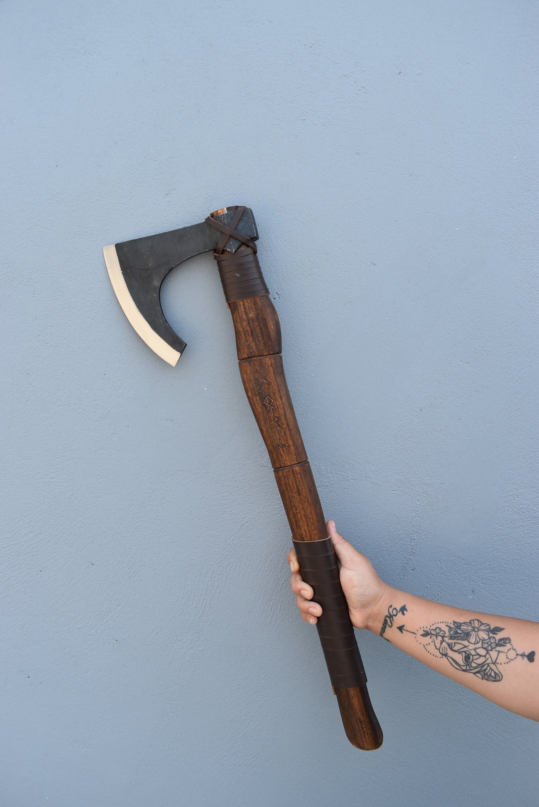 Hand Forged Throwing Axe| With Leather Cover Authentic Viking Axe Solid ...