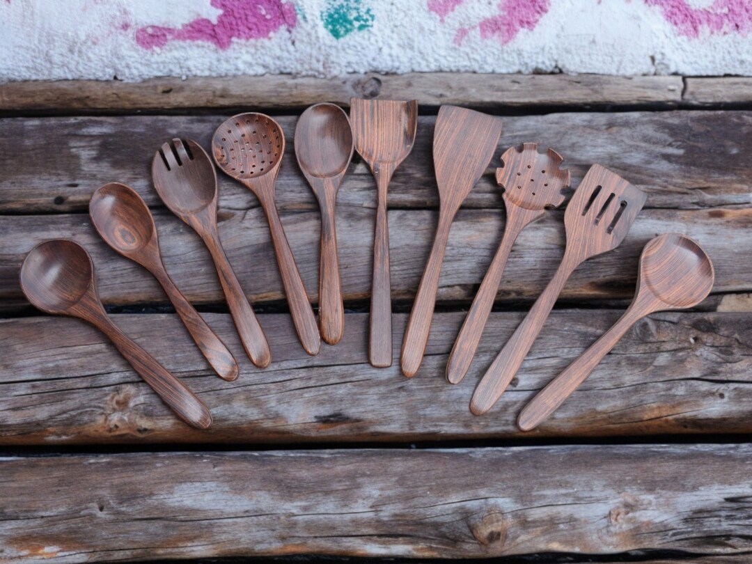 Handcraft Wooden Utensils for Cooking, Long Handle Wooden Spoons for ...