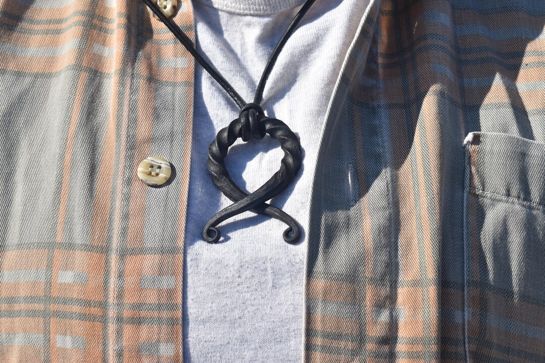 Hand Forged Viking Iron Twisted Troll Cross Pendent With Genuine ...