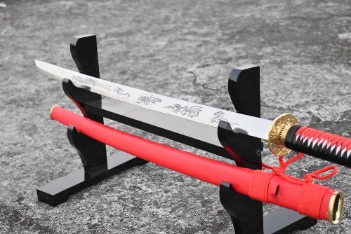 Red and Black Samurai Katana Sword Carbon Steel With Red - Etsy