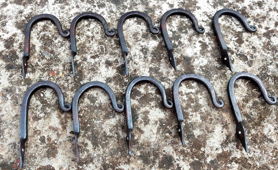 Coat Hooks Set of 10 Hand Forged From Mild Steel. | Etsy