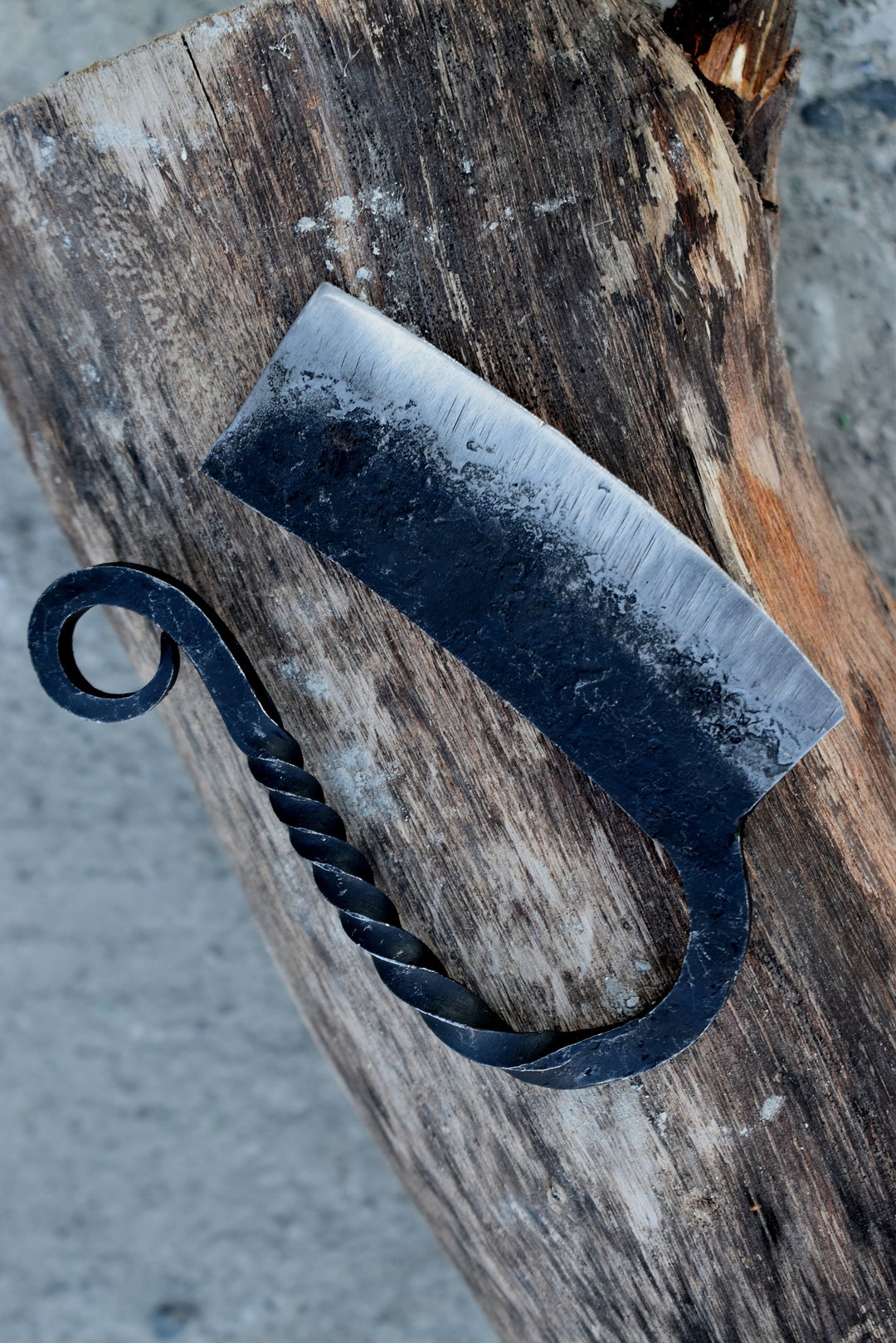 Hand Forged Medieval Ulu Knife: Blacksmith Kitchen Cutter - Etsy