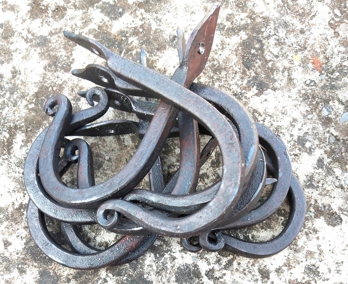 Coat Hooks, Set of 10 Hand Forged From Mild Steel. - Etsy