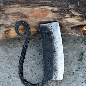 Hand Forged Medieval Ulu Knife: Blacksmith Kitchen Cutter - Etsy