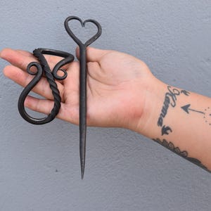 Hand-forged Medieval Heart Shape Juda Stick for Hair. Best Gift for ...