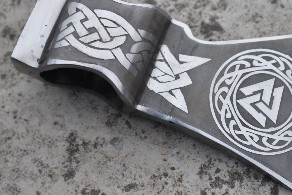 Hand-forged Viking Axe Head With Etched Wolves - Etsy