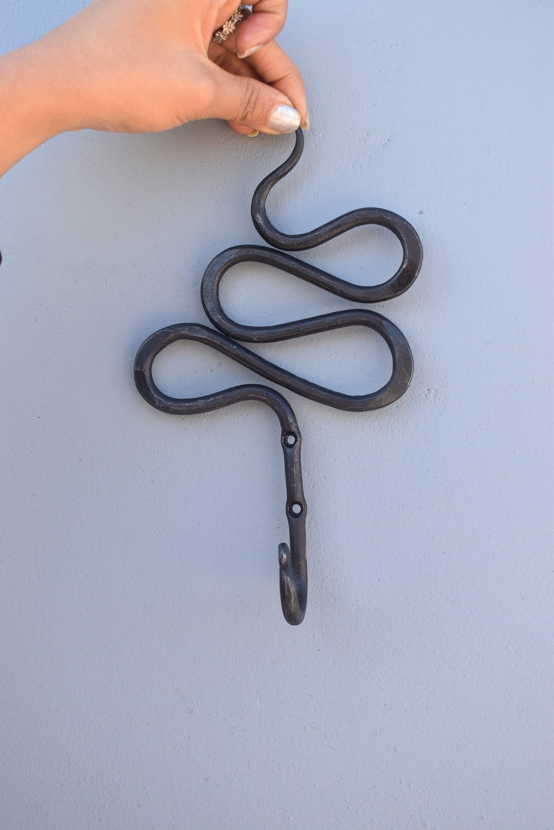 Hand Forged Medieval Iron Hook Snake Design Iron Hook. for Wall Hanging ...