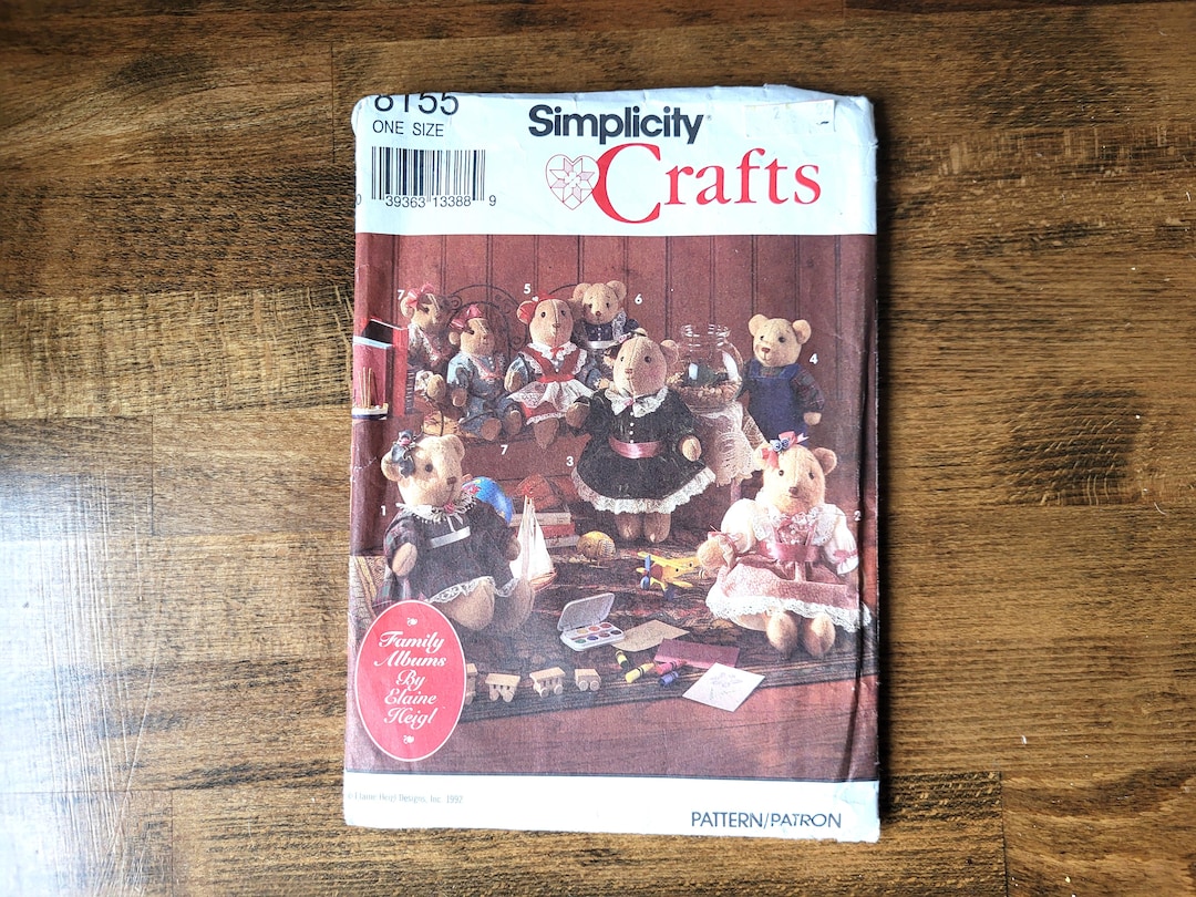 Simplicity 8155 Crafts, Stuffed Bear Sewing Pattern, Small Bear Sewing ...