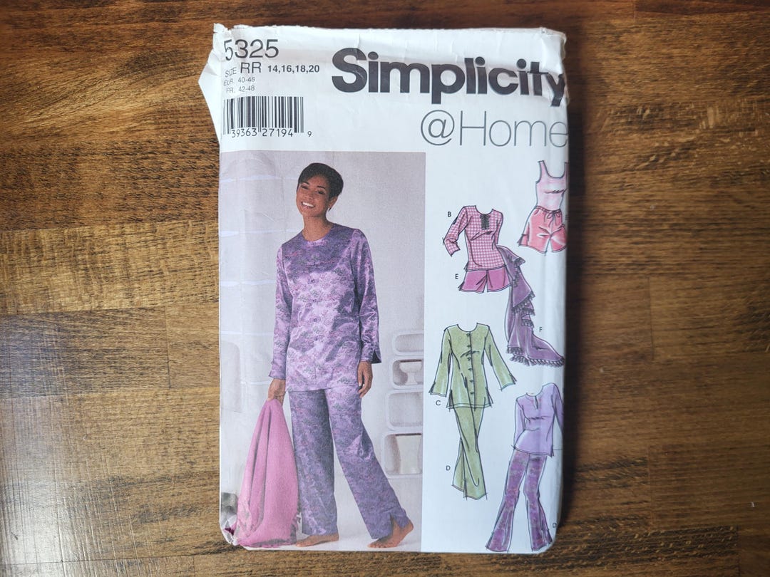 Simplicity 5325 Womens Pajama Pattern, Womens Short Pajamas Pattern ...