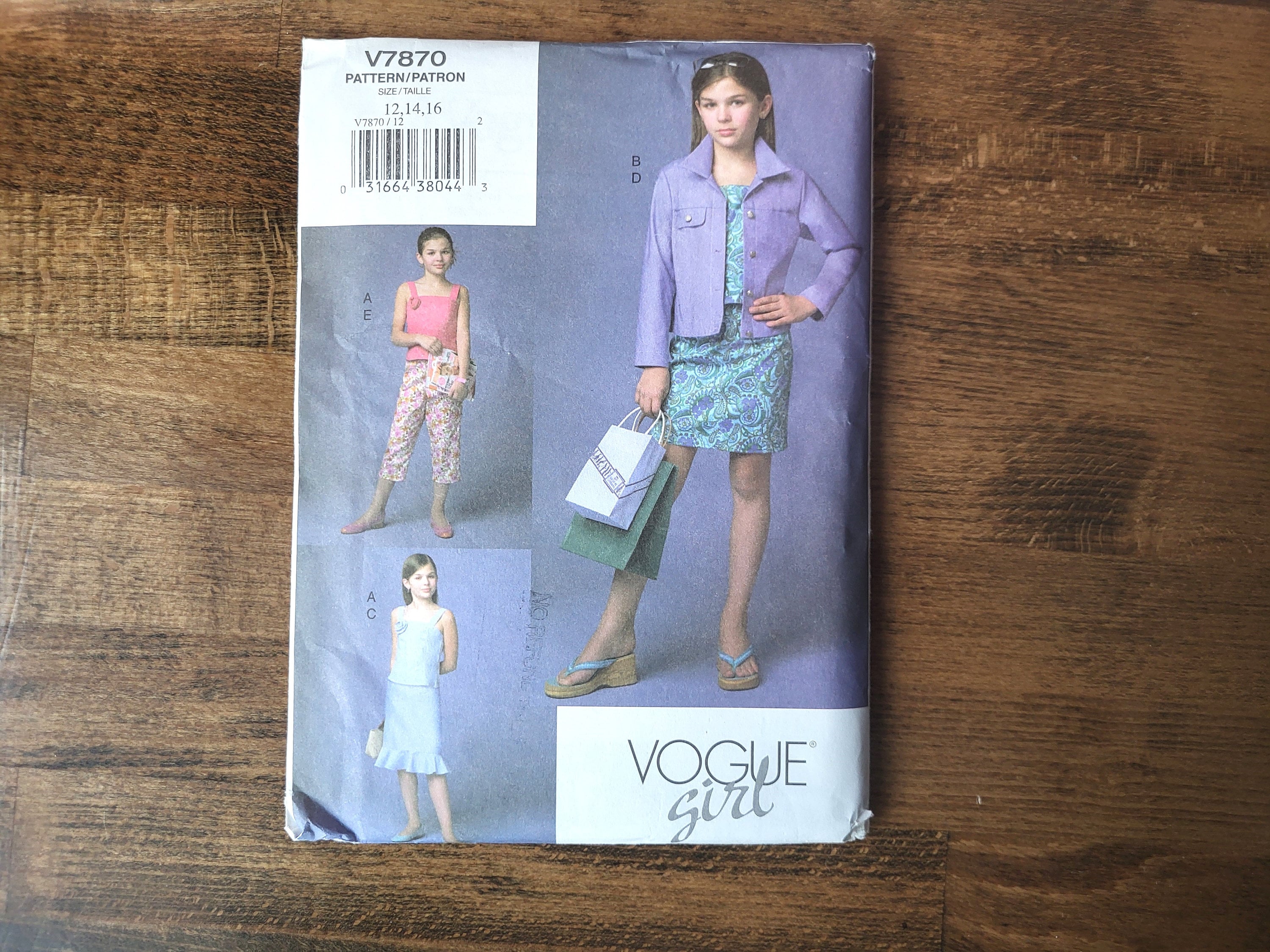 Vogue Girl V7870 Girls Jacket Pattern, Girls Straight Skirt Pattern ...