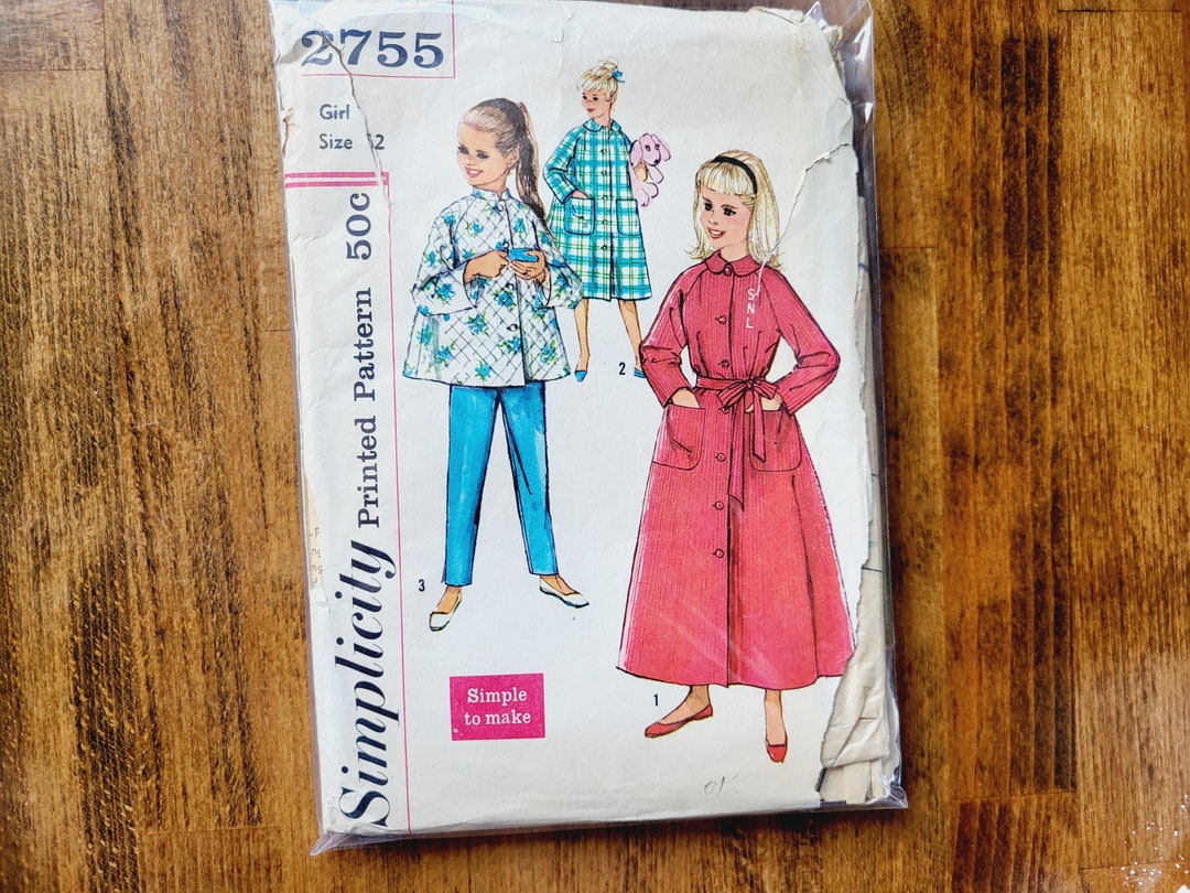 Vintage 2755 Child Pajama Pattern, Girls Pajama Pattern, Child Bath ...
