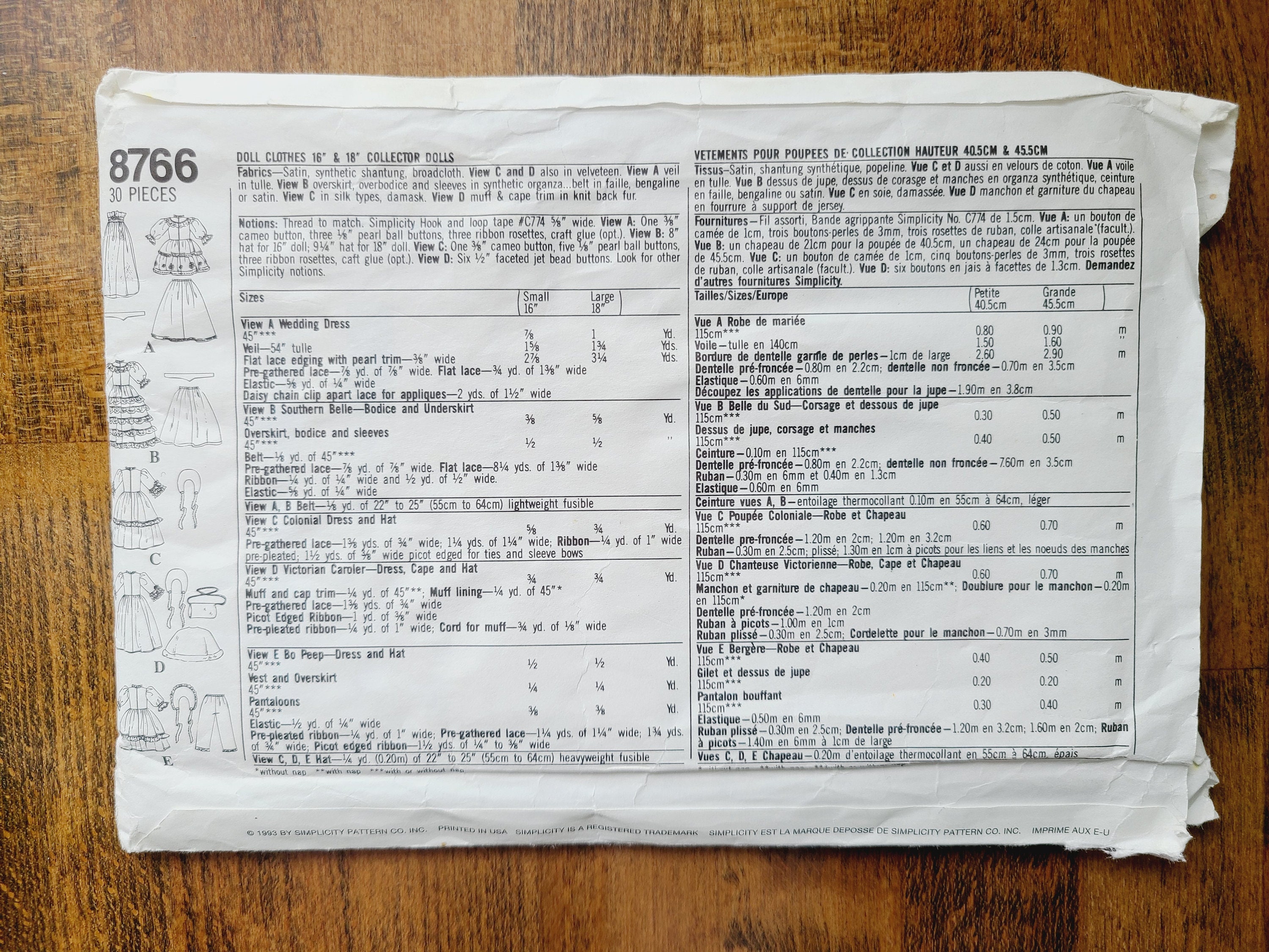 Simplicity 8766 Crafts 16 Doll Clothing Pattern, 18 Doll Clothing ...