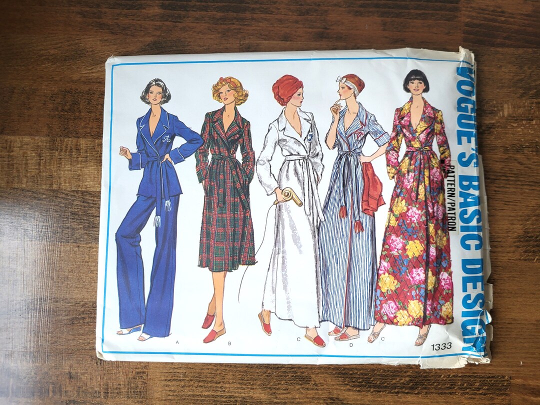 Vogue 1333 Womens Robe Pattern, Womens Pajama Pants Pattern, Womens ...