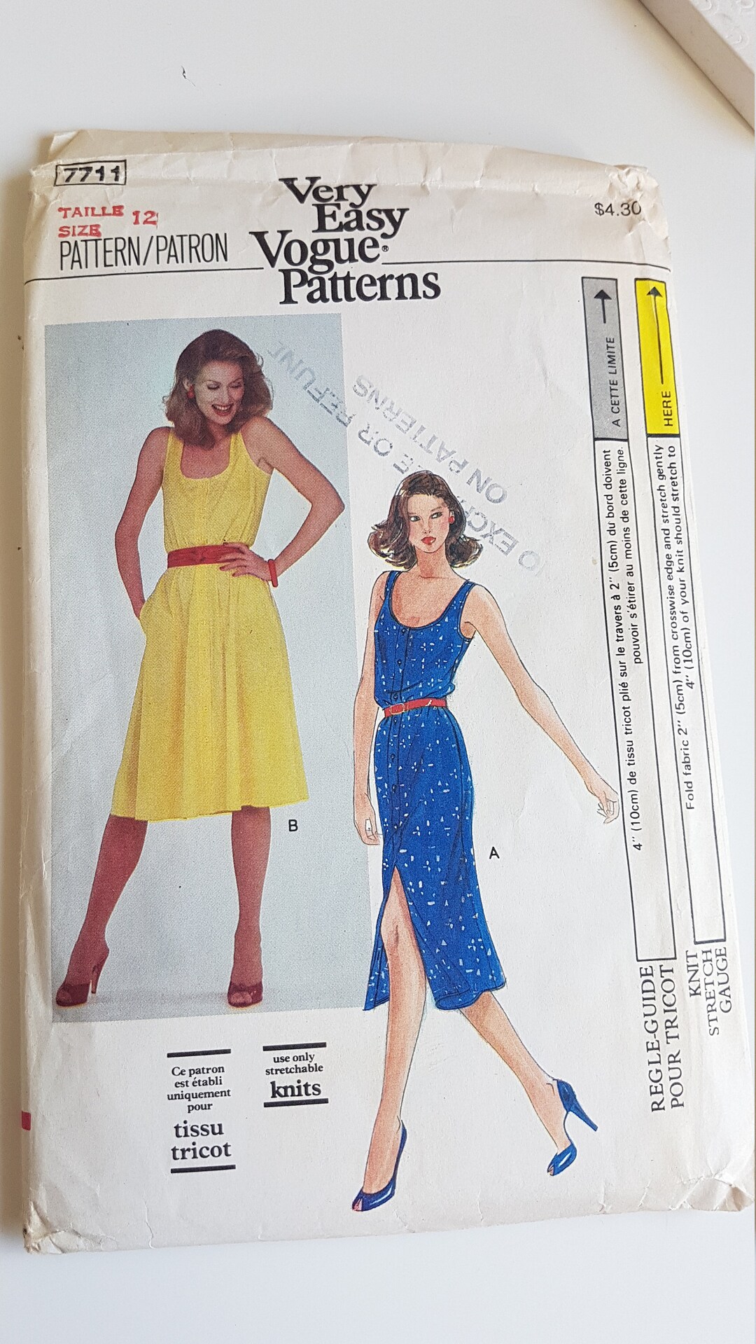 Vogue 7711 Sleeveless Dress Pattern, Summer Dress Pattern, 70s Dress ...
