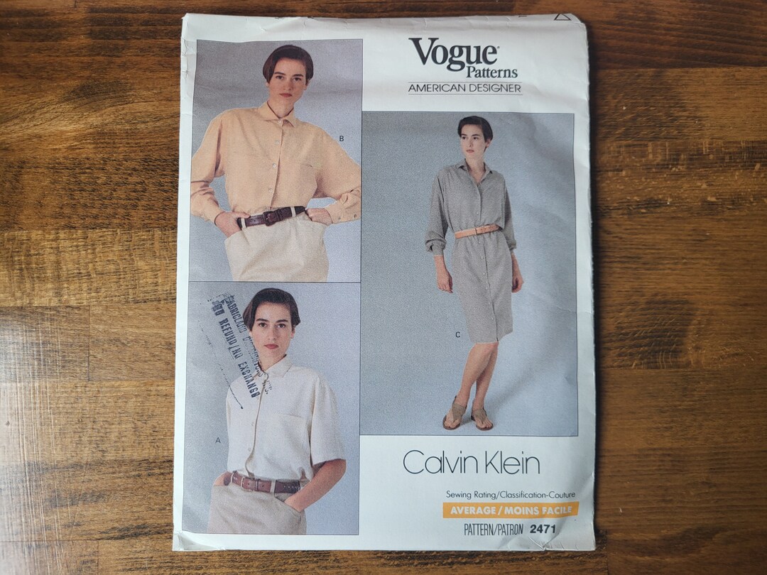 Vogue 2471 Calvin Klein Sewing Pattern, 90s Blouse Pattern, 90s ...